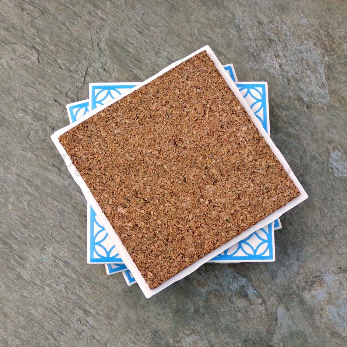 Personalized Ceramic Tile Coasters Modern Geometric Round - Etsy