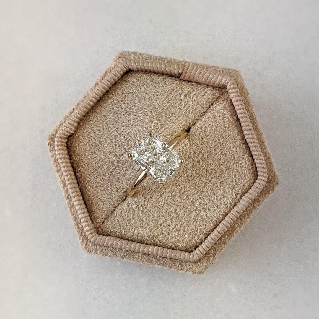 2.5 CT Radiant Cut Diamond Wedding Ring 14K Yellow Gold Engagement Ring ...