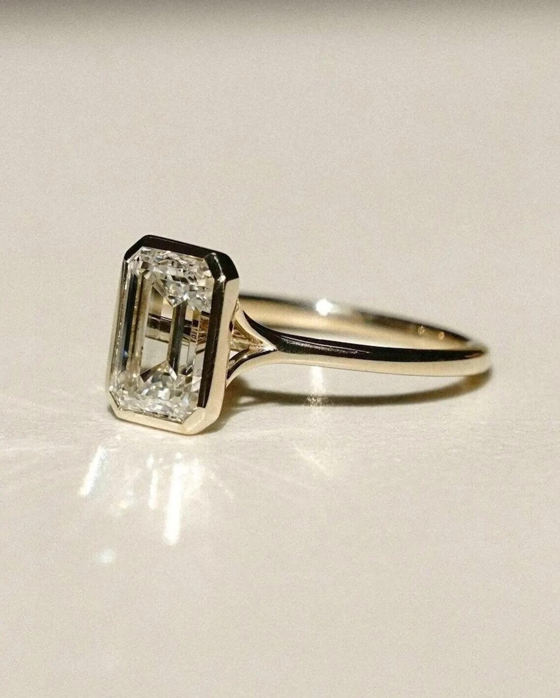 3.0 Ct Emerald Cut Lab Grown Anniversary Gift, Split Shank Wedding Ring ...