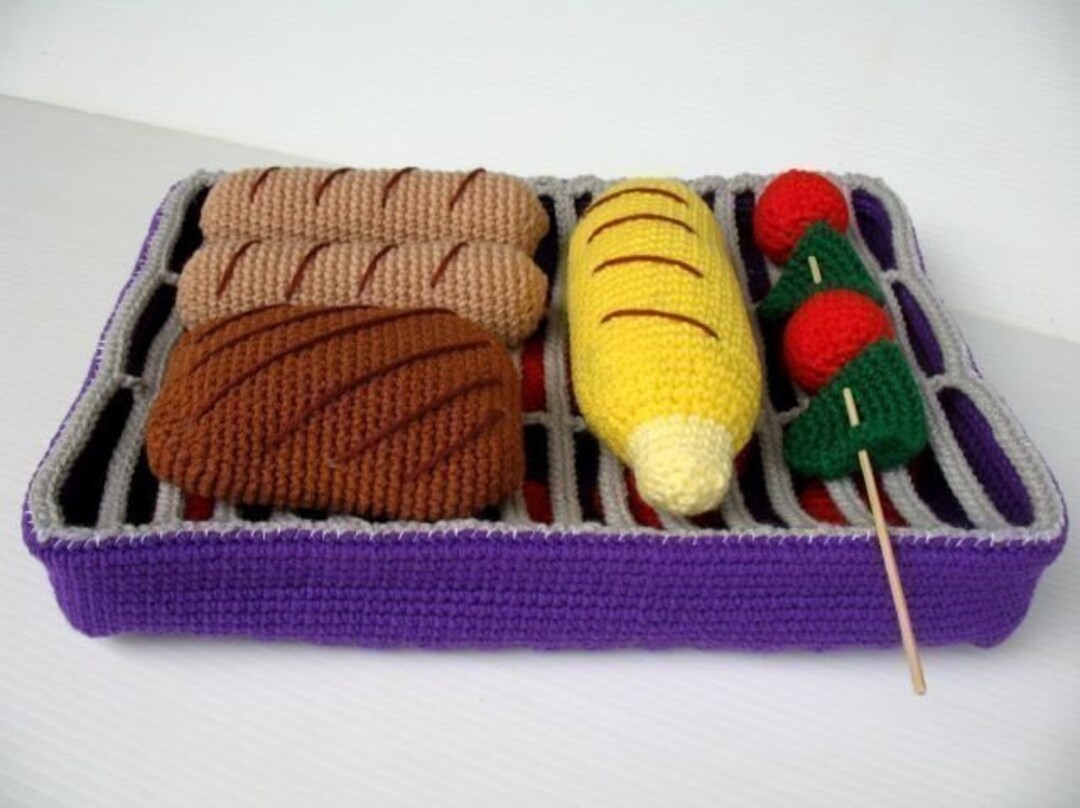 Crochet Pattern - BBQ GRILL and FOOD- Toys / Playfood - Pdf (00357) - Etsy