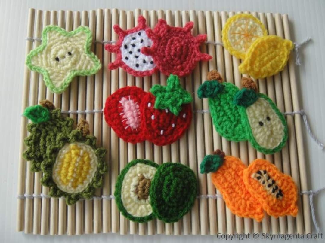Crochet Pattern - FRUIT APPLIQUE 2 - PDF (00383) - Etsy