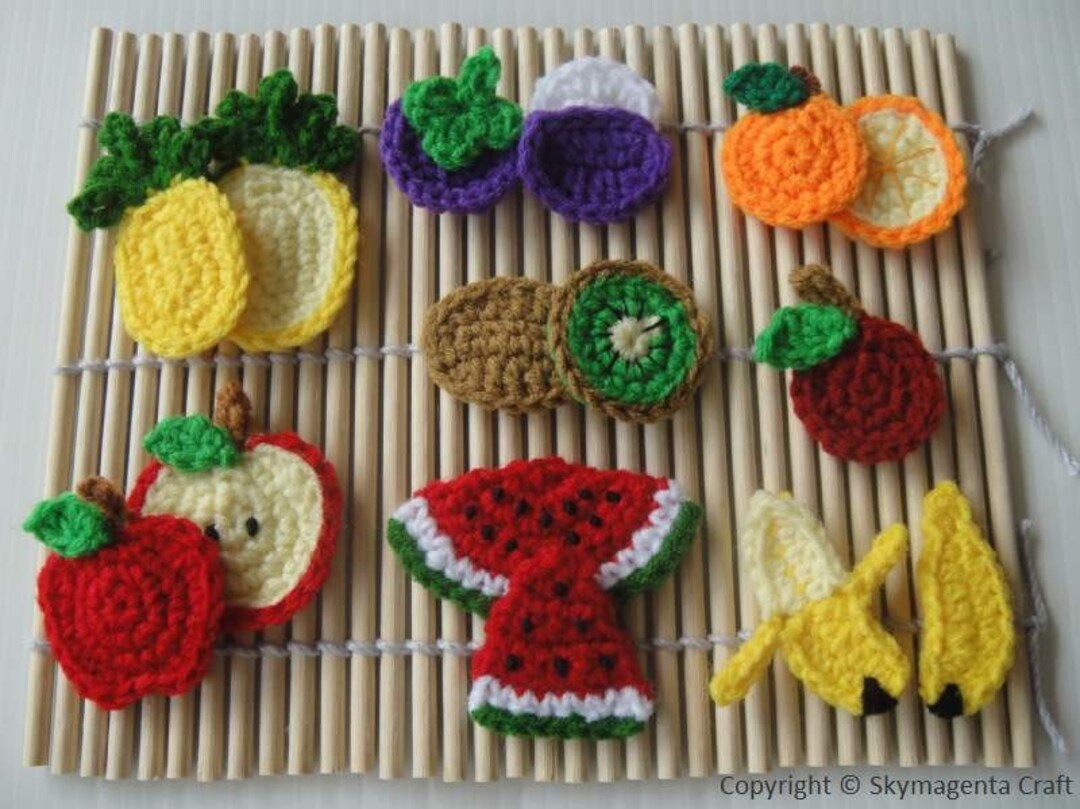 Crochet Pattern - FRUIT APPLIQUE 1 - PDF (00384) - Etsy