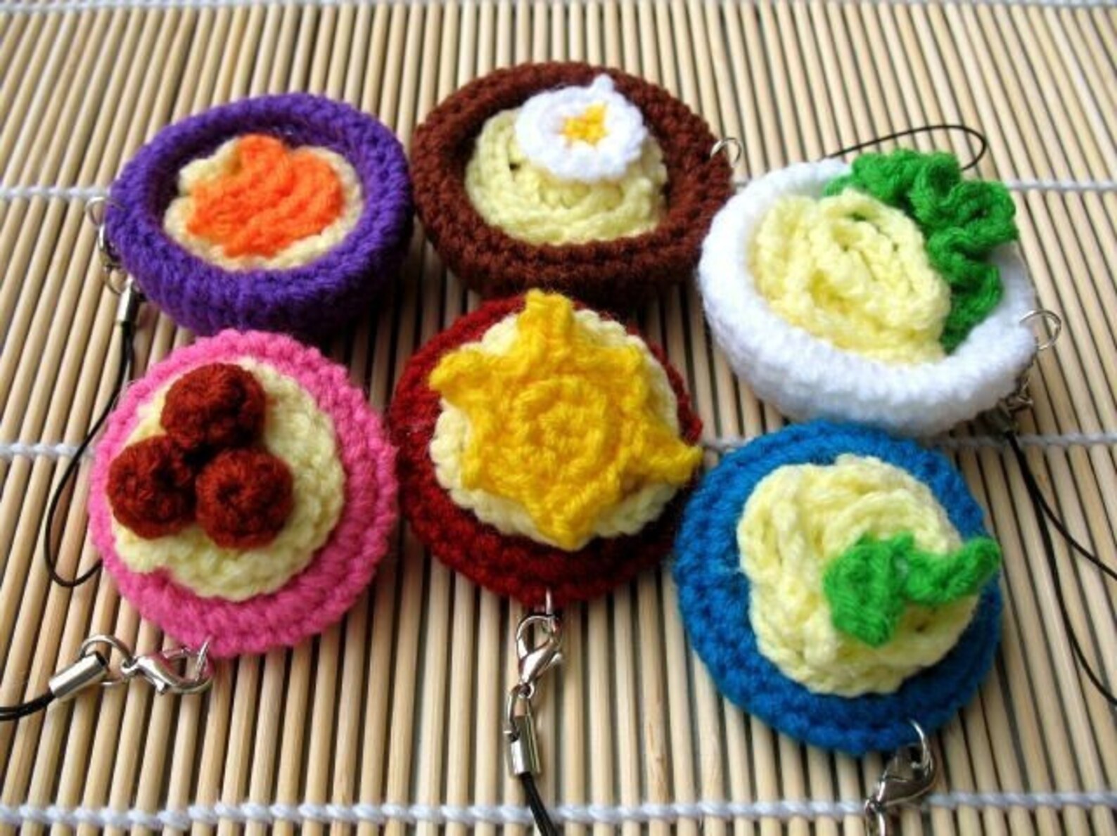 Miniature Crochet Pattern- NOODLES AND SPAGHETTI- Cell Phone Charm ...