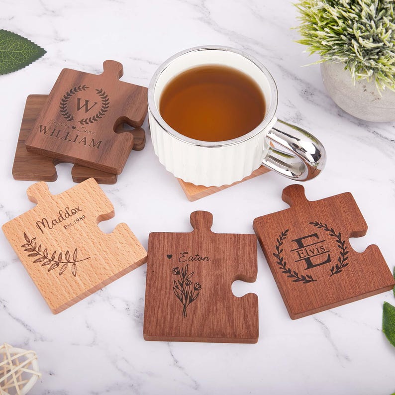 Personalized Wood Coaster,engraved Jigsaw Puzzle Coaster,housewarming ...