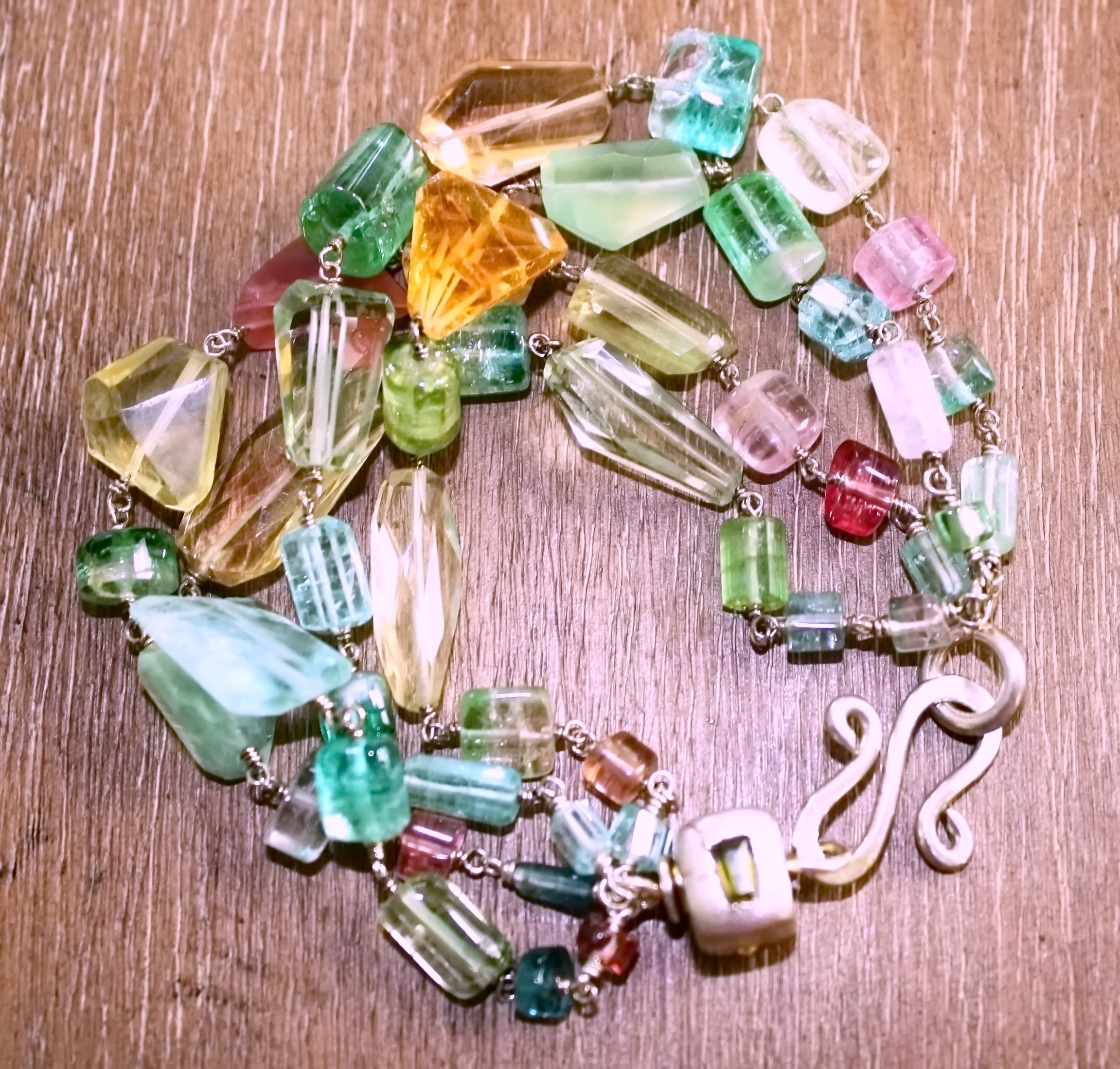 4 Strand Gemstone Silver Bracelet - Etsy