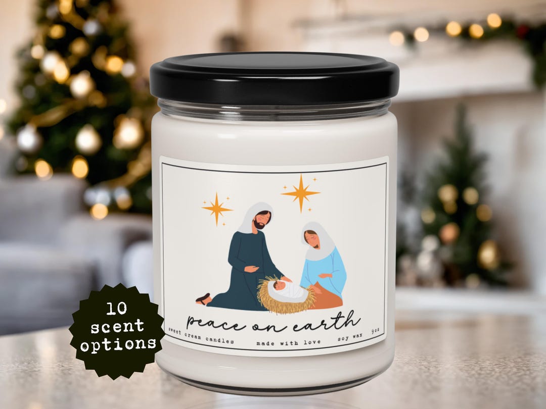Nativity Scented Candle Peace on Earth Christmas Decor - Etsy