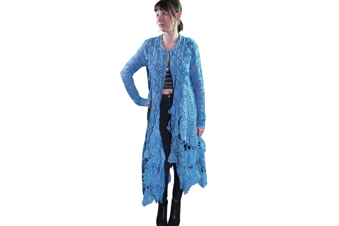Periwinkle Blue Crochet Doily Duster - Etsy