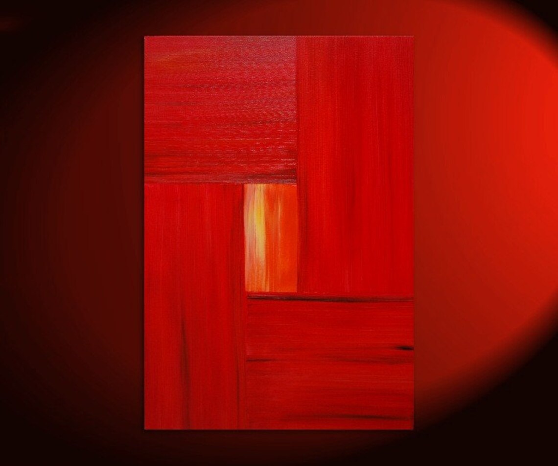 Large Red Modern Abstract Painting Urban Original Art on - Etsy