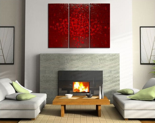 Bold Deep Red Abstract Painting Passionate High Quality | Etsy