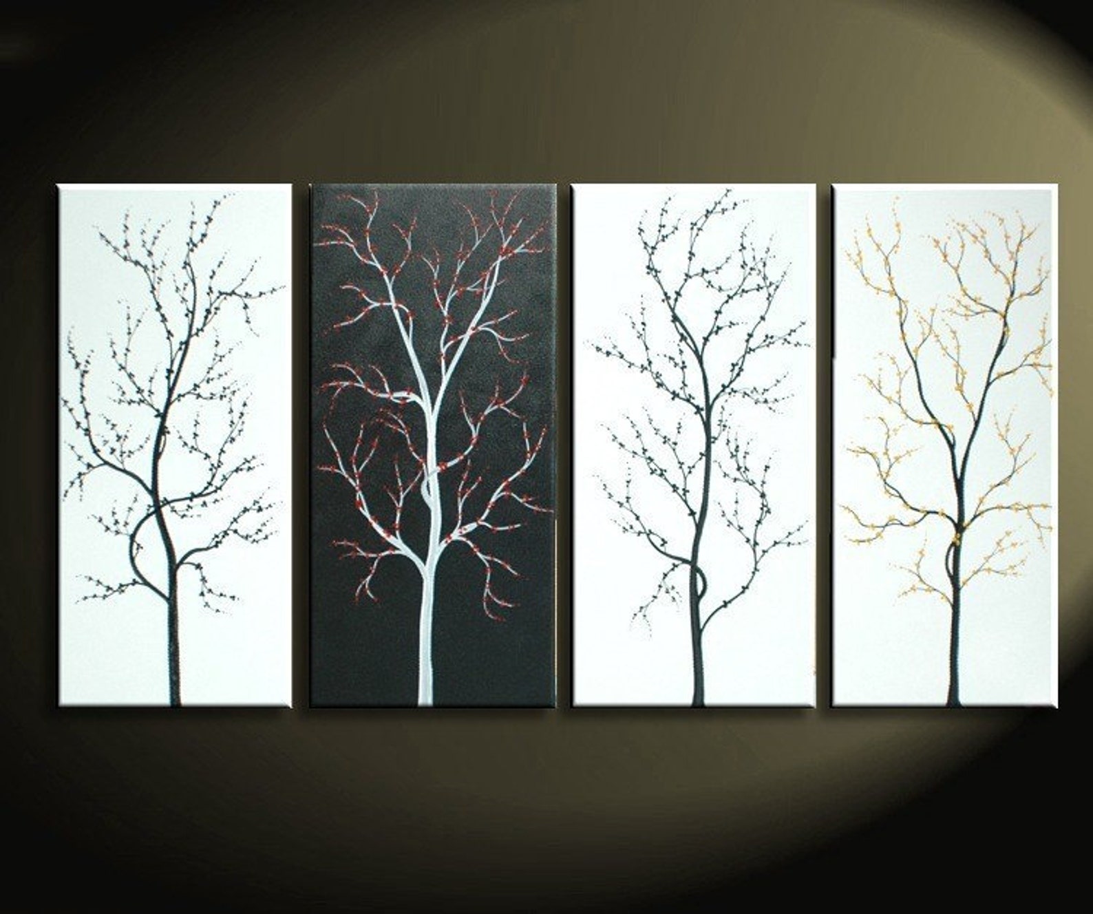 Black and White Tree Painting Zen Asian Cherry Blossom Art Monochrome ...