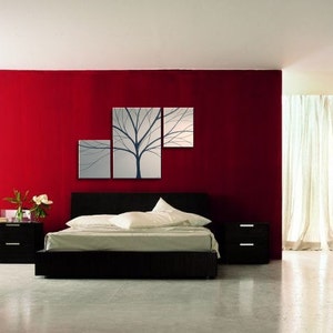 Large Asymmetrical Tree Painting White and Black Art Original Painting ...