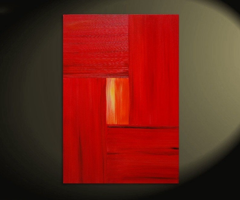 Large Red Modern Abstract Painting Urban Original Art on - Etsy