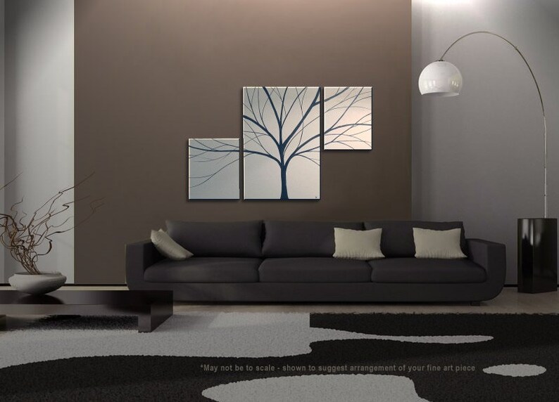 Large Asymmetrical Tree Painting White and Black Art Original - Etsy