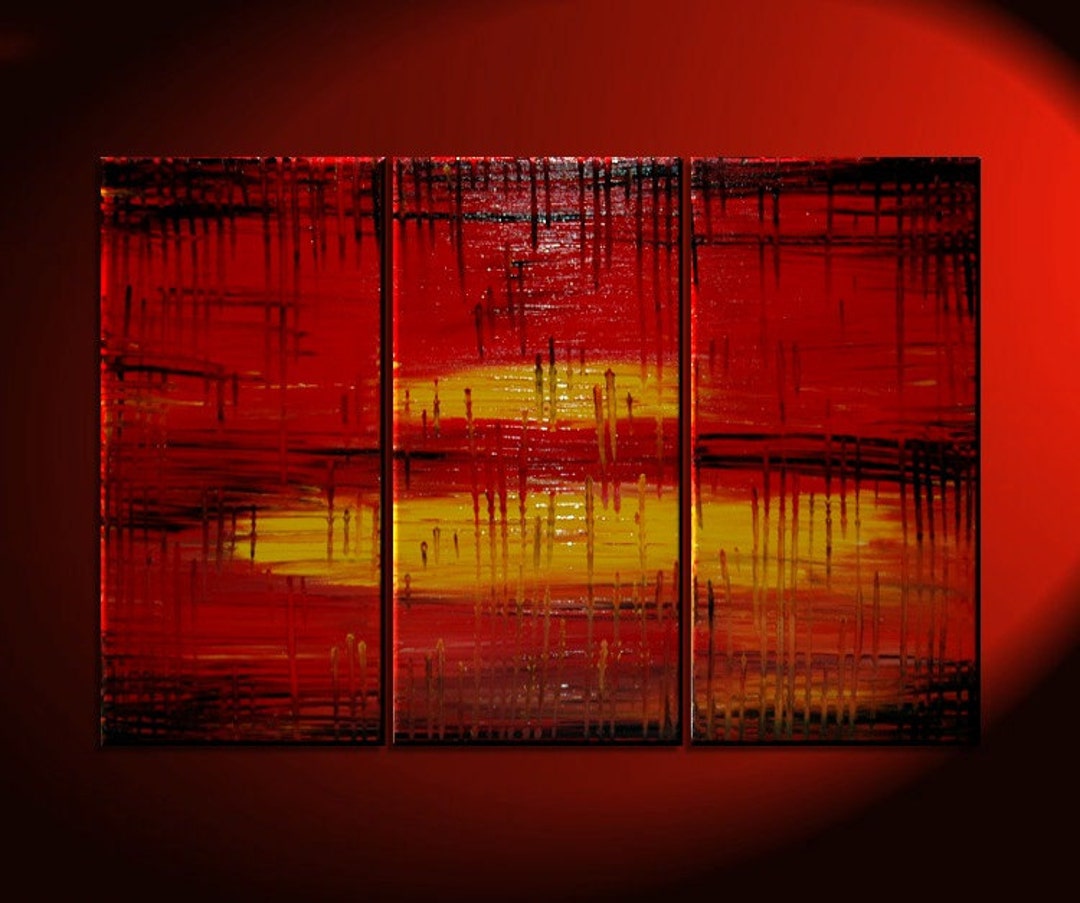 Large Red Abstract Painting Modern Contemporary Art Textured Impasto ...