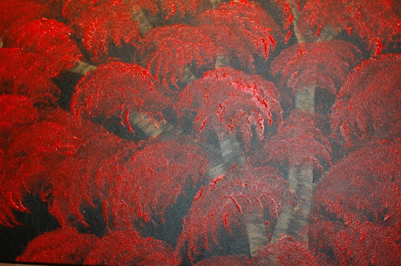 Large Red Tree Painting Over Three Canvases Custom Modern Art - Etsy