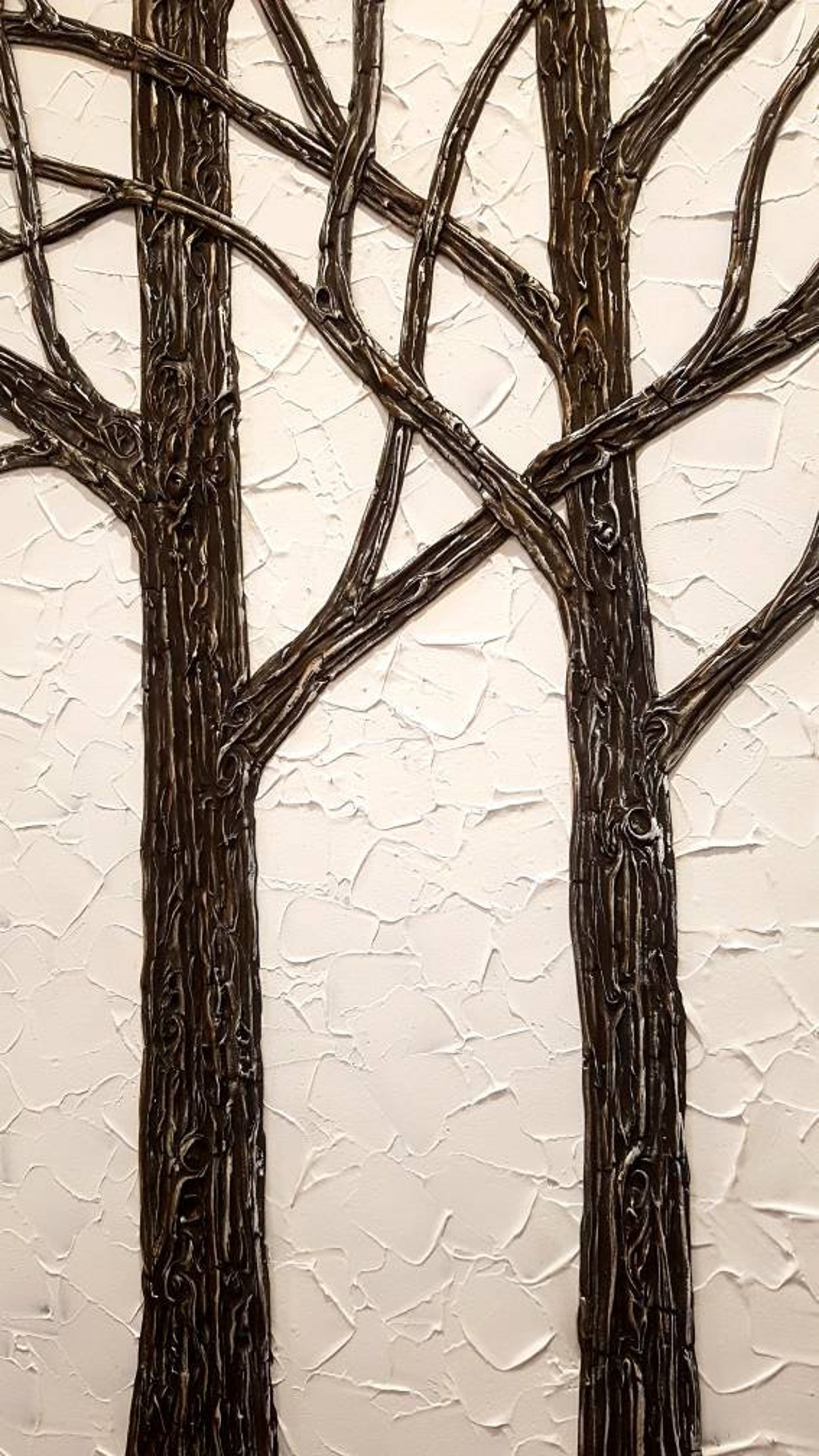 Living Trees Painting Sculpted Wood Branches Textured 3D - Etsy