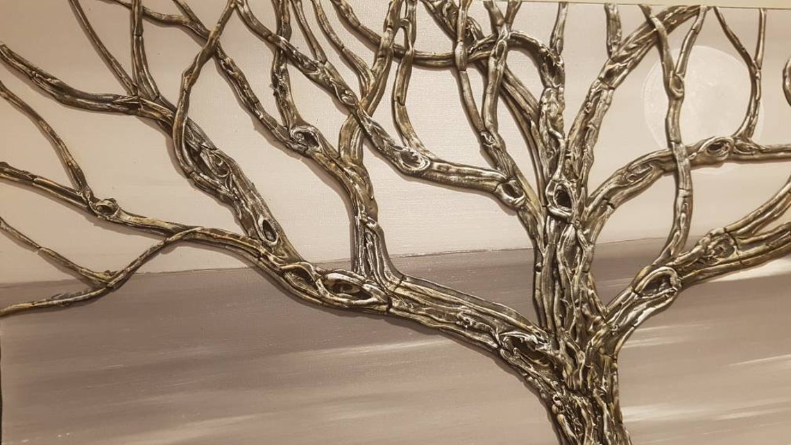 Detailed Textured Tree Painting Sculpted 3D dimensional | Etsy
