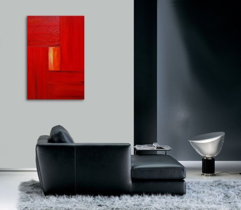 Large Red Modern Abstract Painting Urban Original Art on - Etsy
