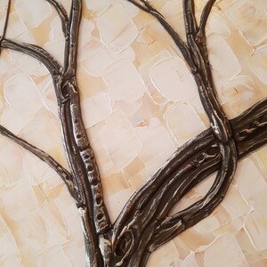 Textured Tree Painting Large Framed Wall Art Warm and Light Earth ...