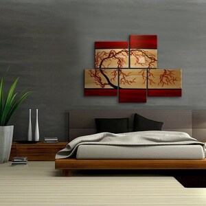 HUGE Zen Wall Art Red and Gold Large Painting Contemporary Abstract ...