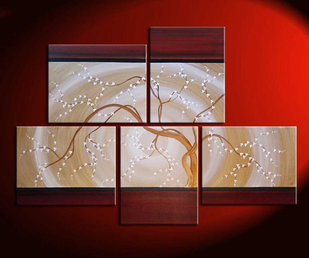 Large Zen Wall Art Red and Gold HUGE Painting Contemporary Abstract ...