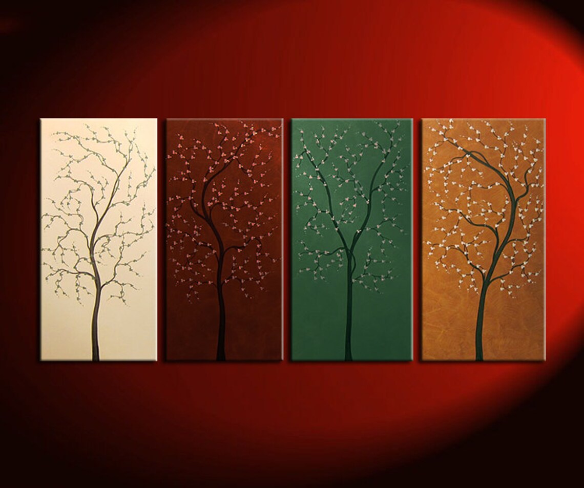 Four Seasons Tree Painting Acrylic Wall Art Original Artwork - Etsy Canada