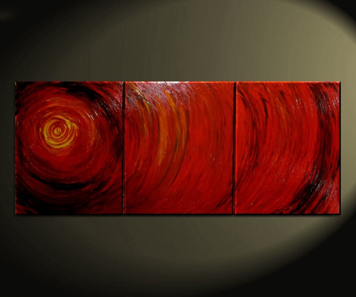 Original Modern Abstract Art Red Textured Painting Crimson | Etsy