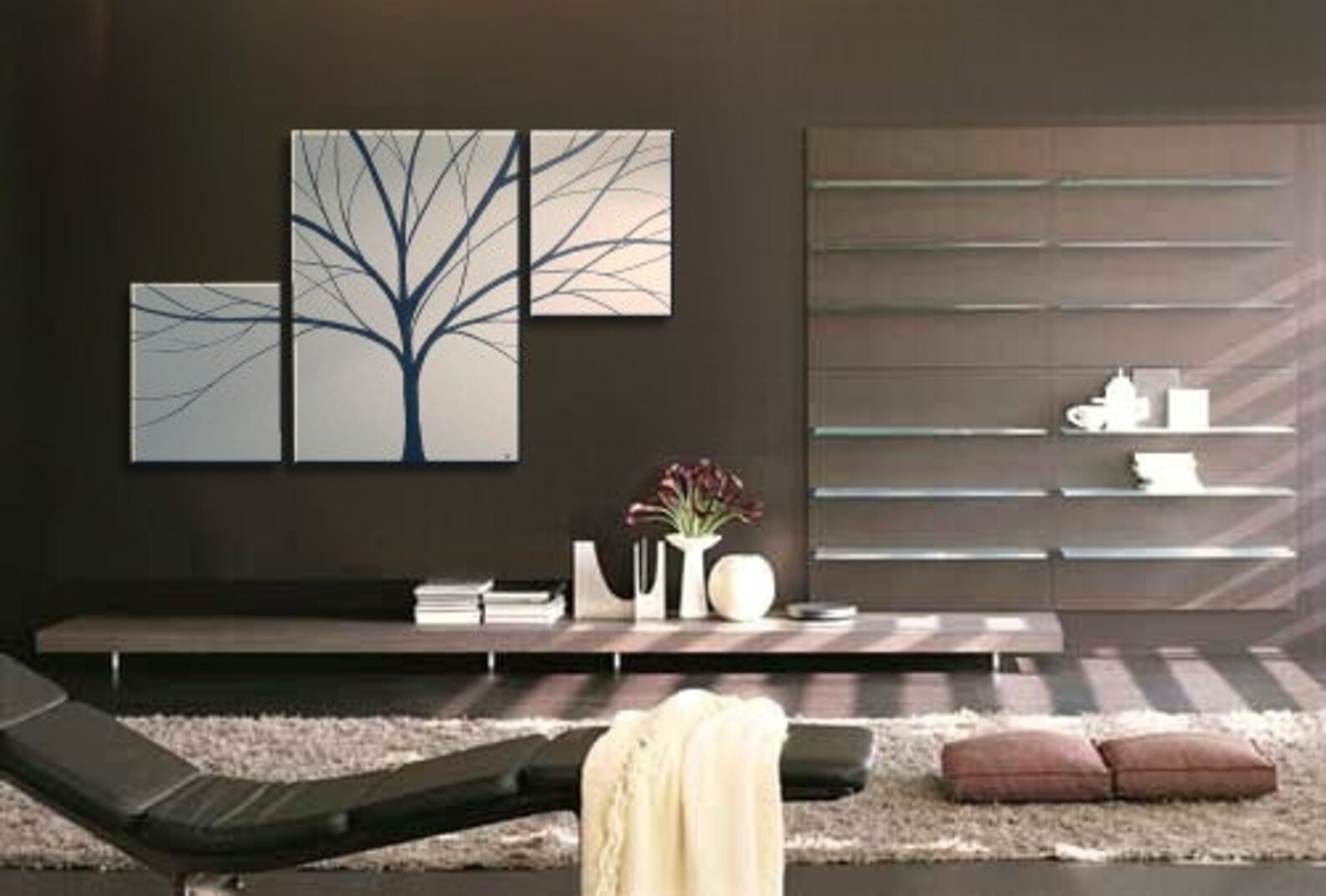 Large Asymmetrical Tree Painting White and Black Art Original - Etsy