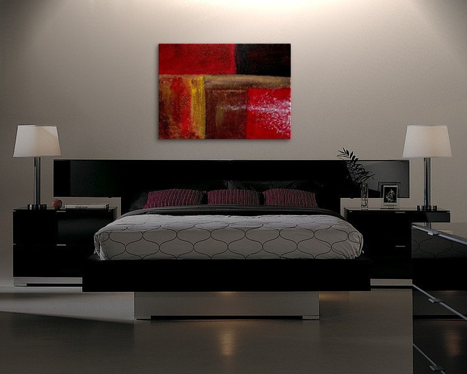 Bold Red Modern Abstract Painting Urban Original Art on - Etsy