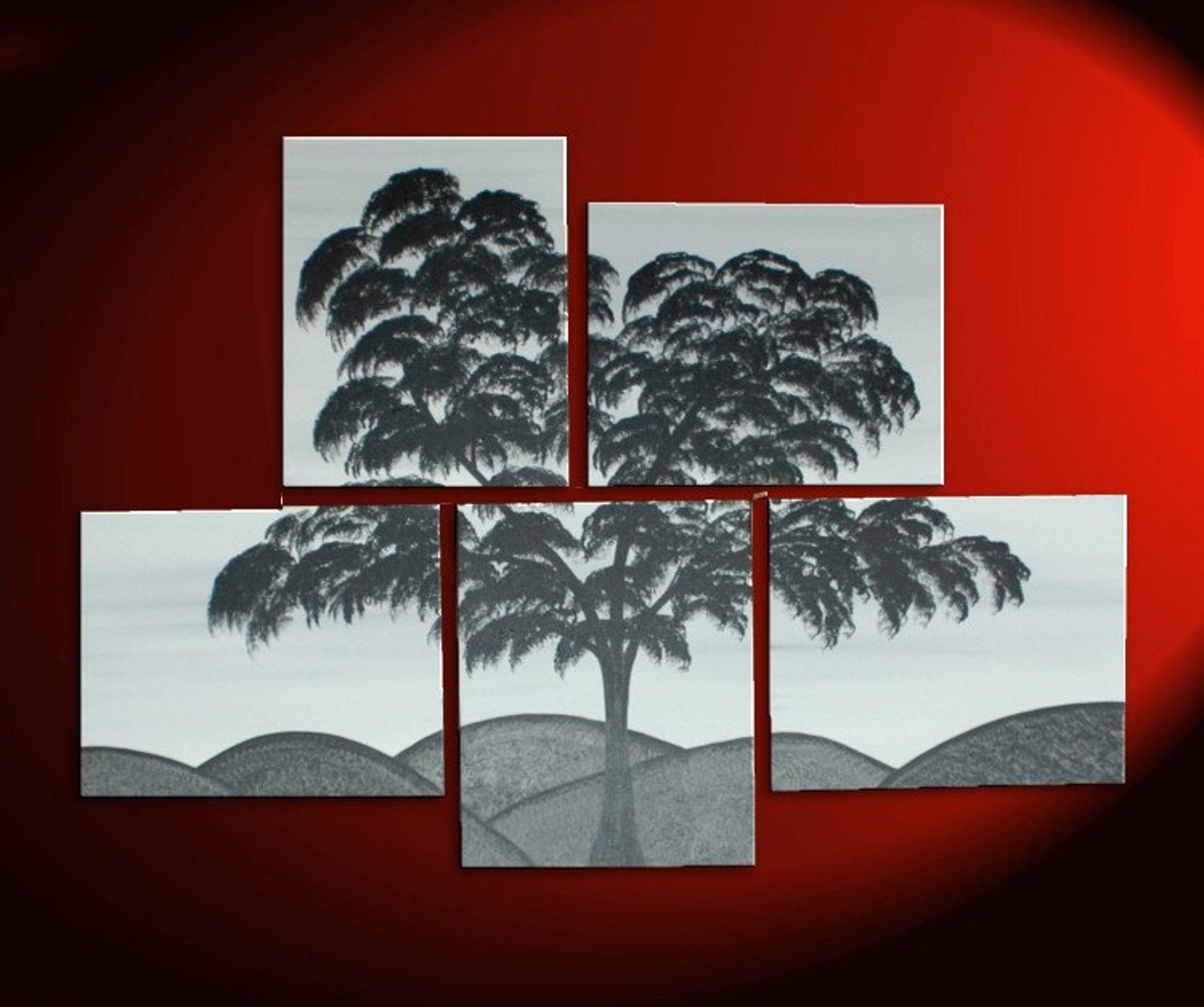 Black and White Painting Tree Art Large Modern Abstract - Etsy