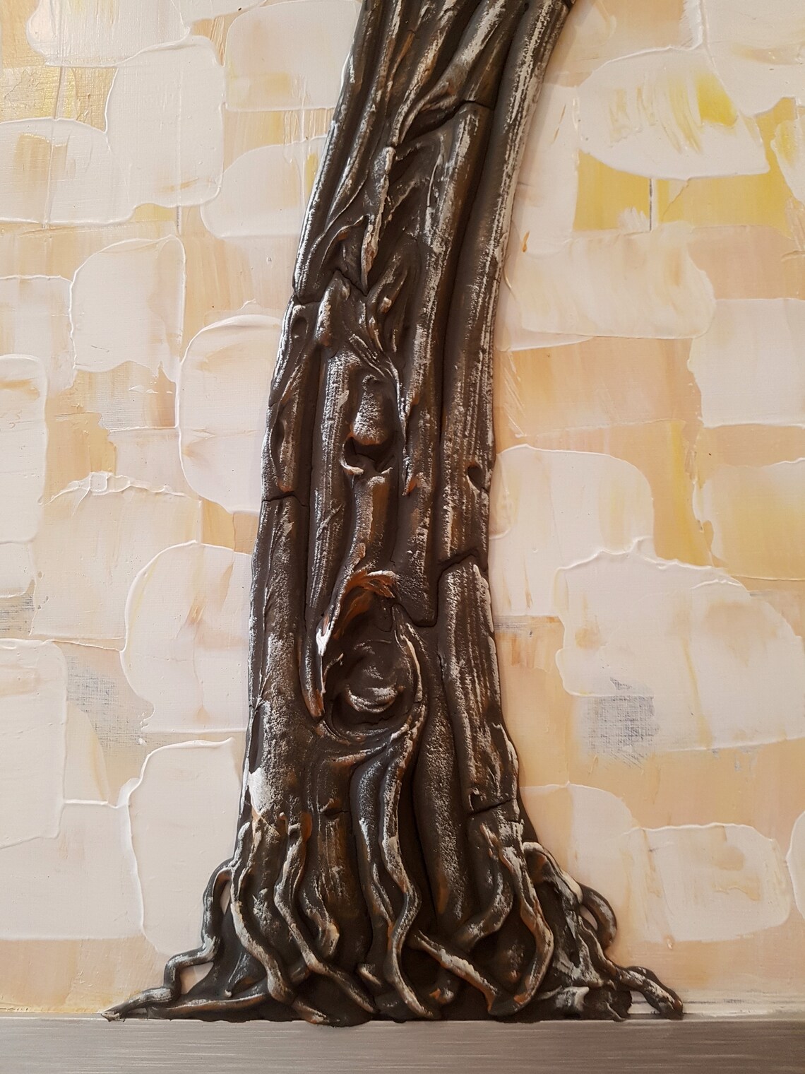 Textured Tree Painting Large Framed Wall Art Warm and Light | Etsy