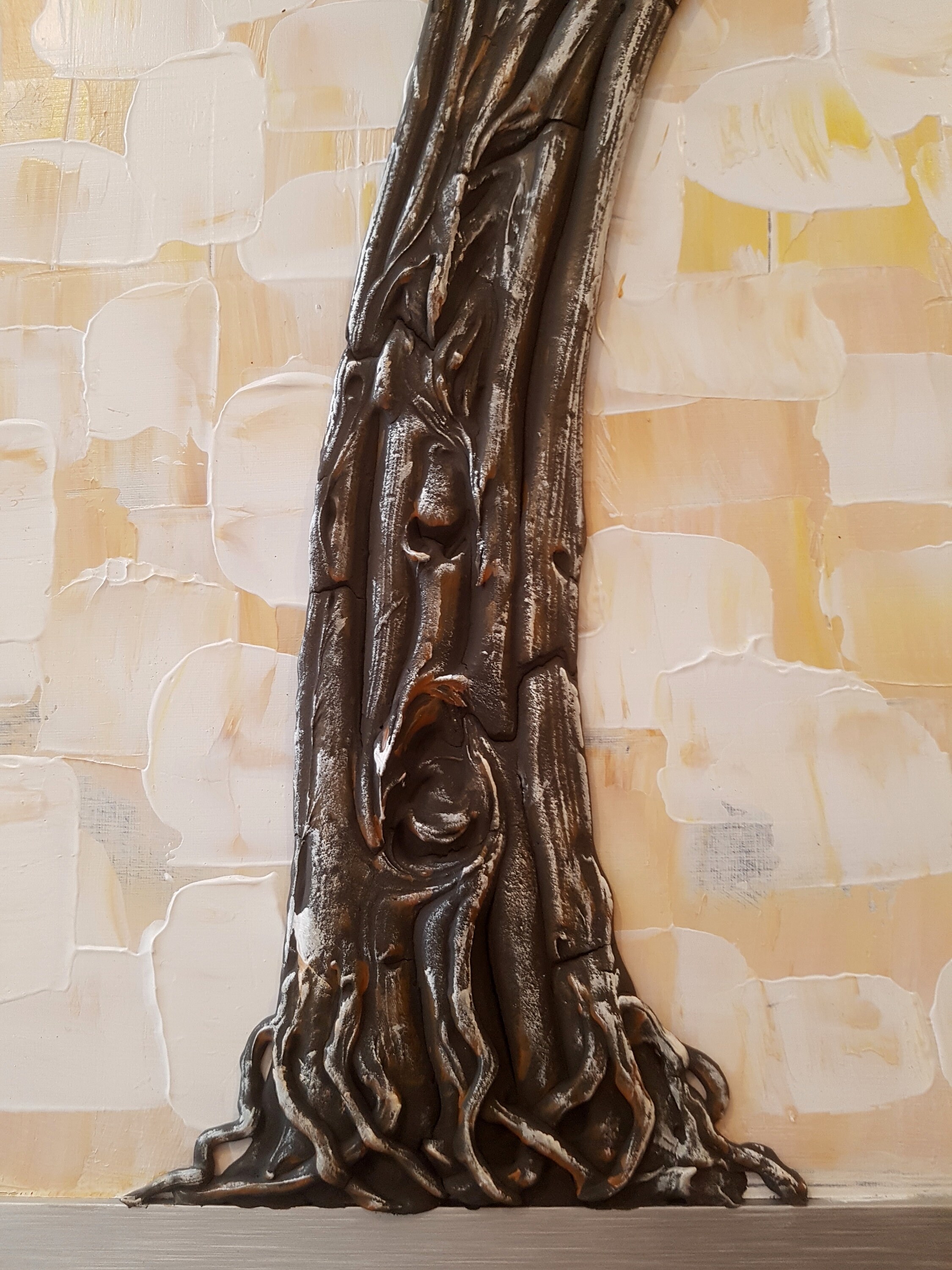 Textured Tree Painting Large Framed Wall Art Warm and Light | Etsy