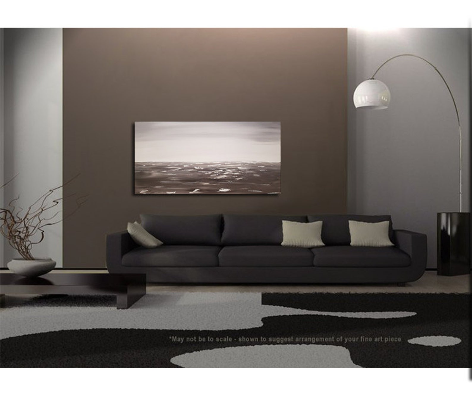 Black and White Seascape Grey Ocean Art Large Ocean Painting - Etsy