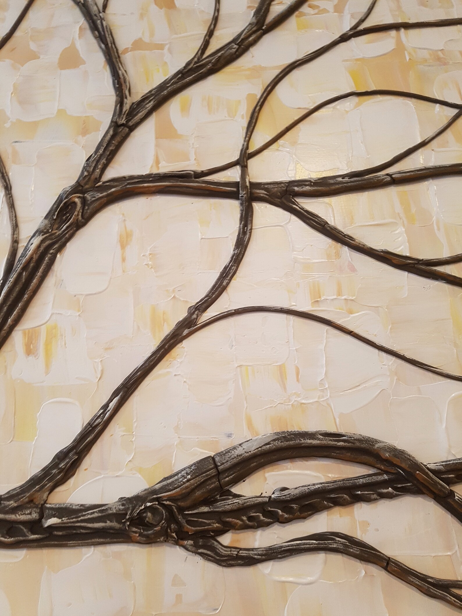 Textured Tree Painting Large Framed Wall Art Warm and Light | Etsy