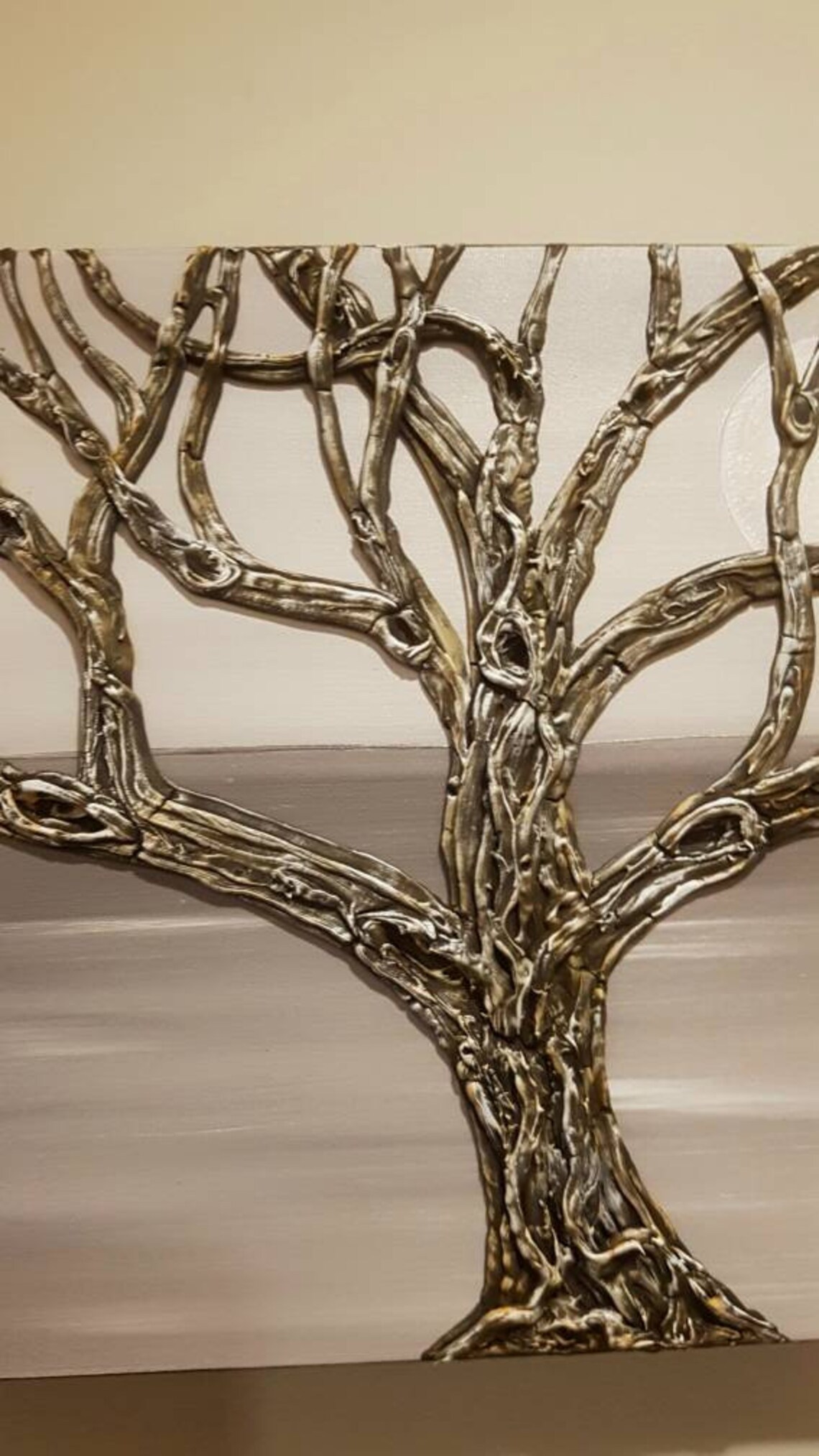 Detailed Textured Tree Painting Sculpted 3D Dimensional Original Art ...
