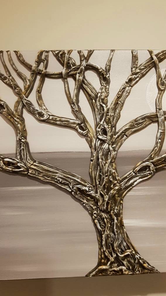 Detailed Textured Tree Painting Sculpted 3D dimensional | Etsy