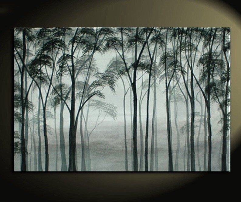 Aspen Tree Painting Black and White Greyscale Monochrome Art - Etsy
