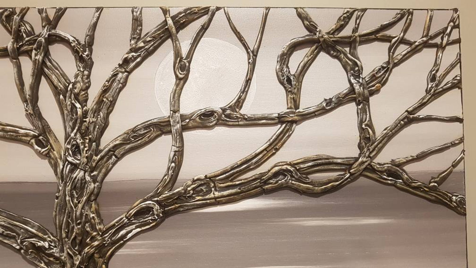 Detailed Textured Tree Painting Sculpted 3D Dimensional Original Art ...