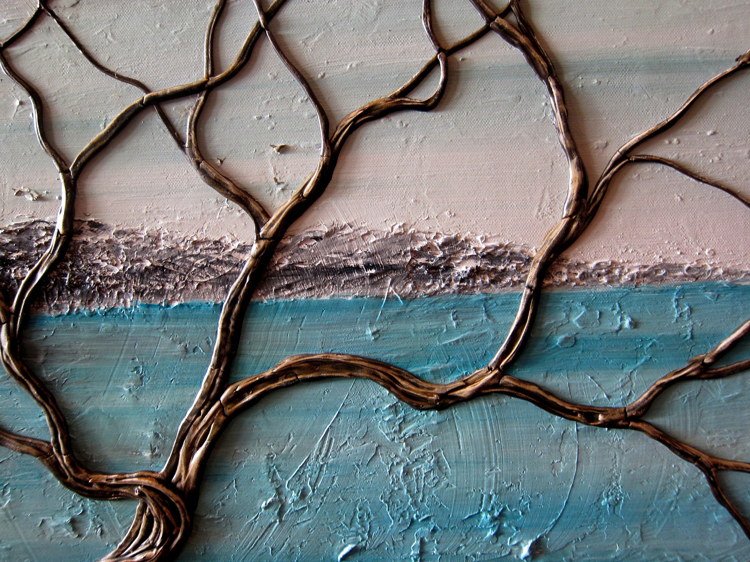 Detailed Textured Tree Painting Sculpted 3D Dimensional | Etsy