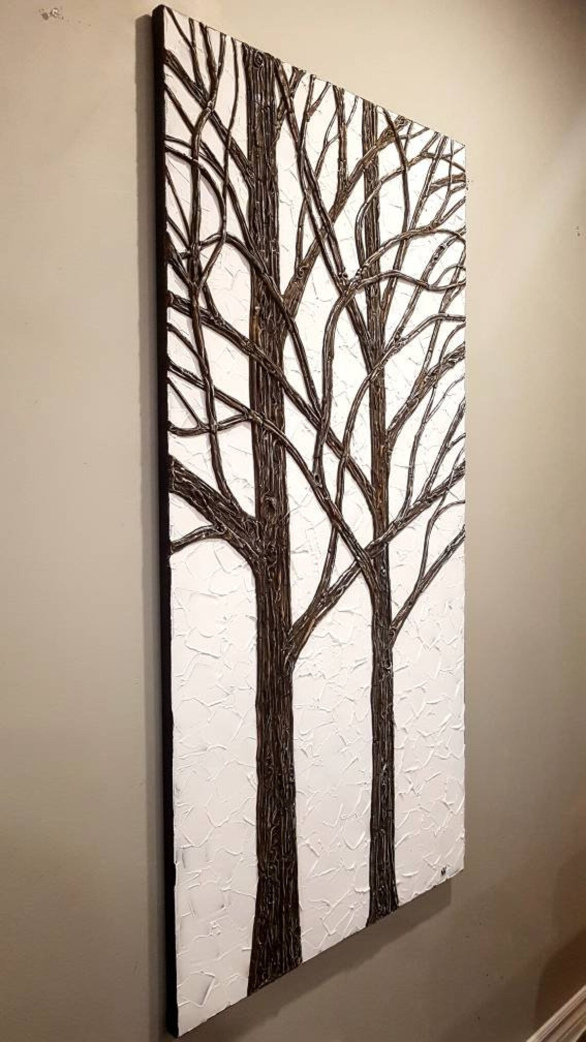 Living Trees Painting Sculpted Wood Branches Textured 3D Original Art ...