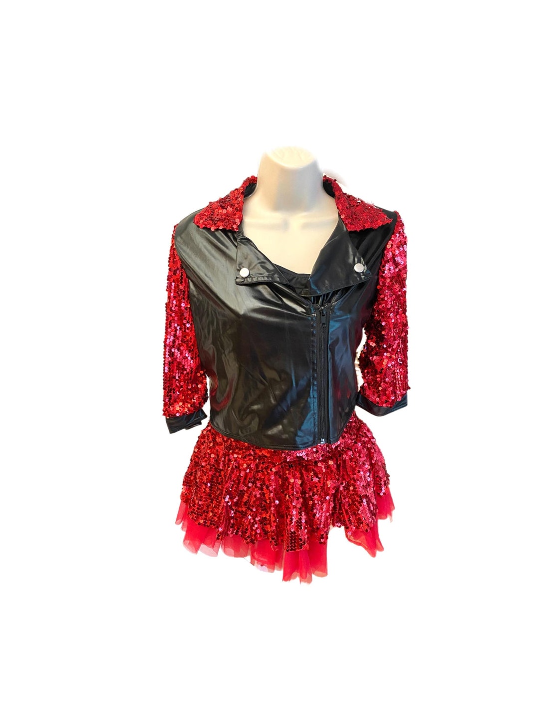 Weissman Red Sequin Black Leather Dance Costume Style 8699, Girls Dance ...