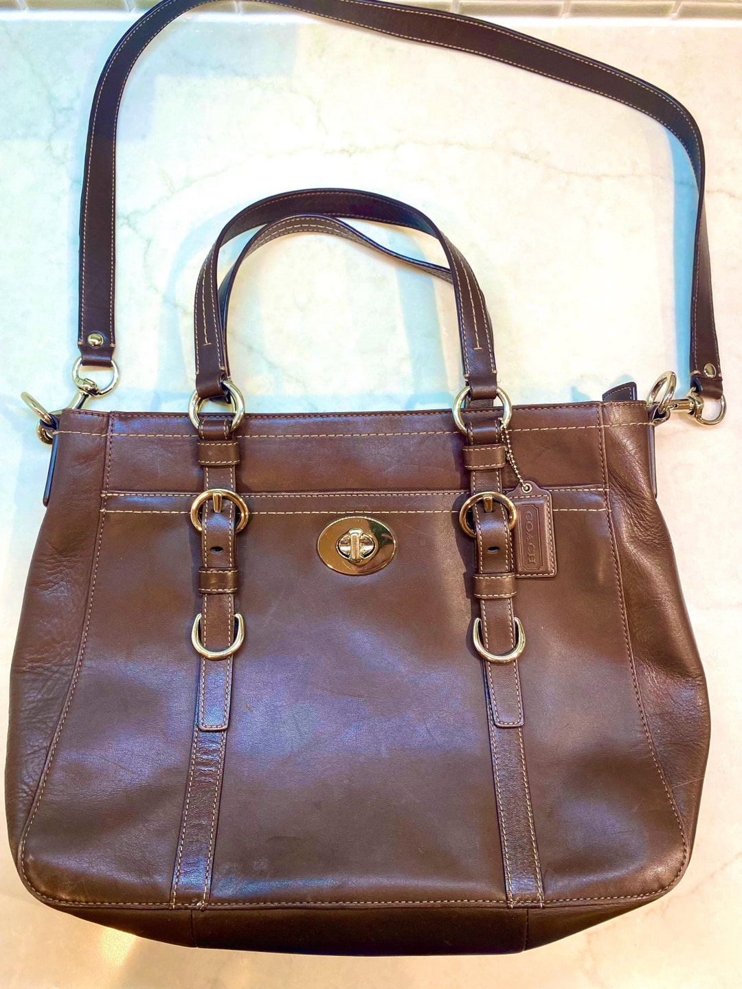 Coach Chelsea BROWN Leather Tote Bag/purse Removable Strap F14015 ...