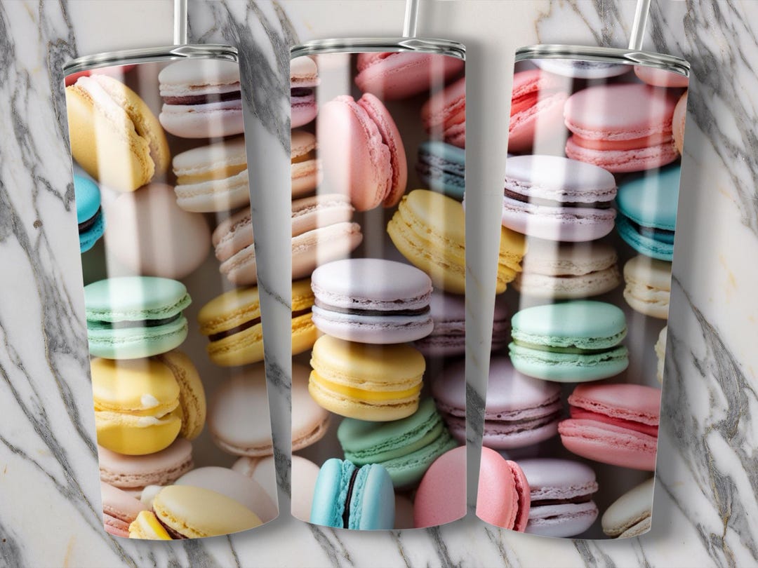 Macaron Tumbler Wrap, 20oz Skinny, Colorful Macaron Sublimation Design ...