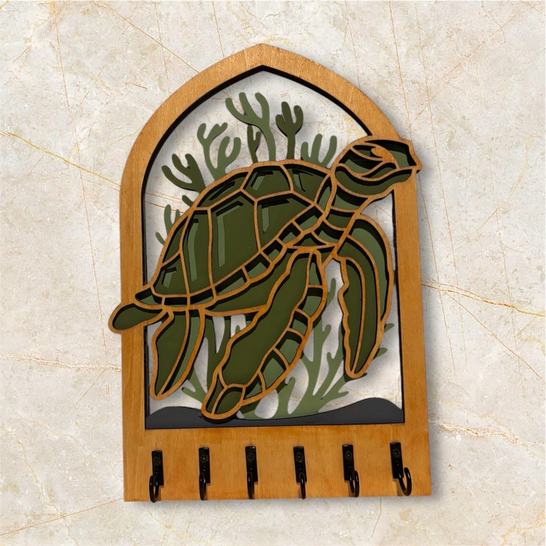 Wooden Sea Turtle Key Holder. Keep Your Keys Organized on This ...