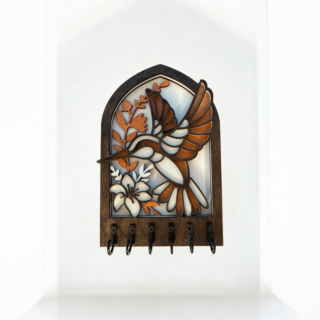 Wooden Hummingbird Key Holder. This Beautiful Hummingbird Key Organizer ...