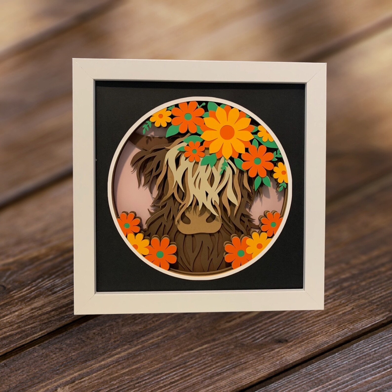 Highland Cow 3D Layered Cardstock Shadowbox. Handmade, Unique Home ...