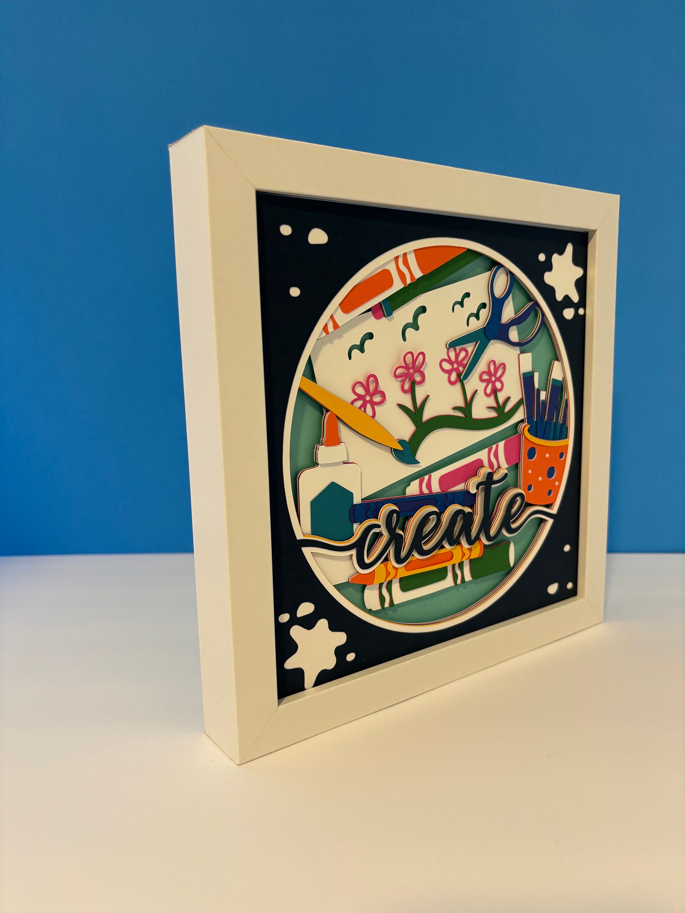 Create 3D Layered Cardstock Shadowbox. Handmade, Unique Home Decor ...