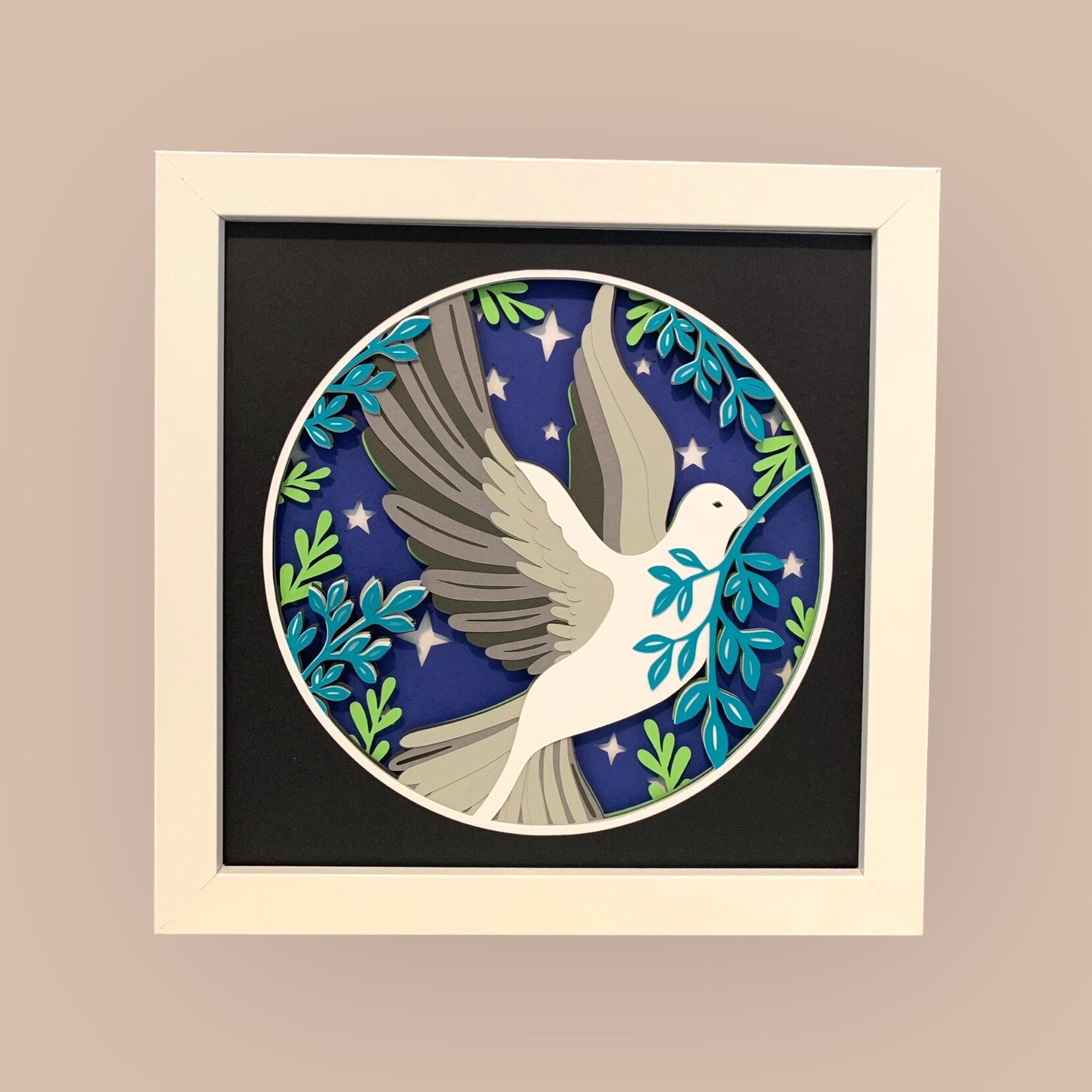 Dove 3D Layered Cardstock Shadowbox: Handmade Paper Art - Etsy