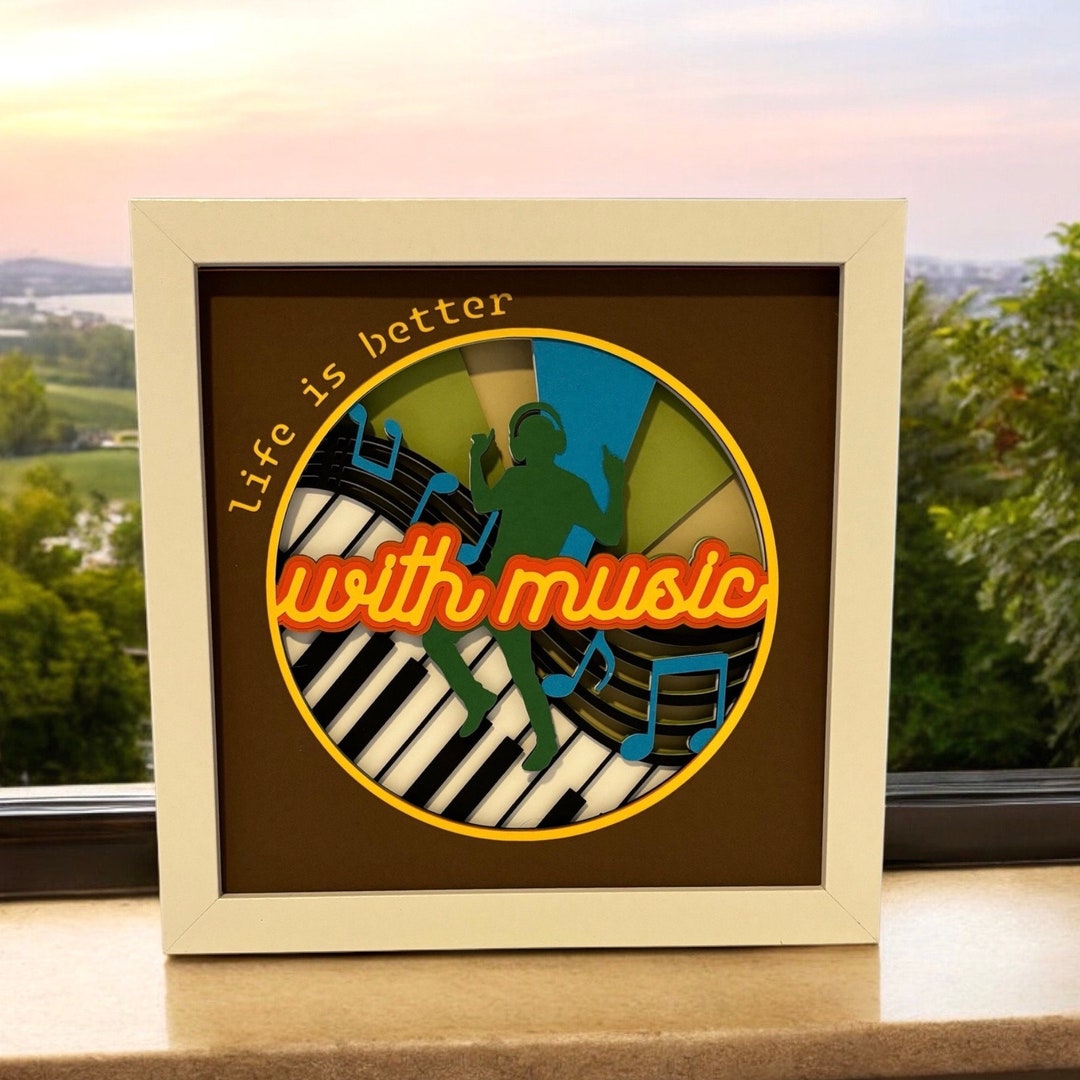 Music 3D Layered Cardstock Shadowbox. Handmade, Unique Home Decor ...
