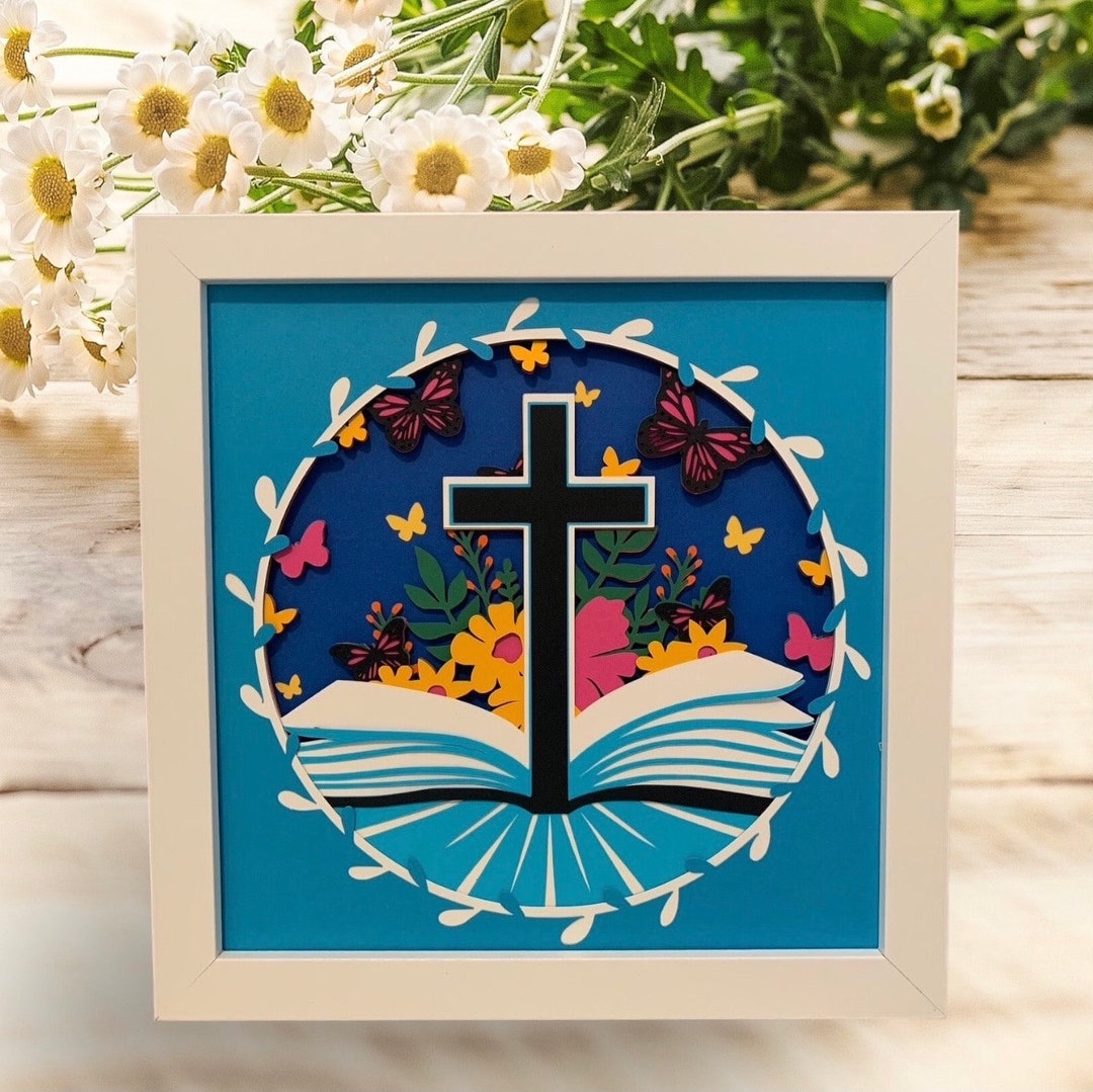 Cross Shadowbox: 3D Layered Cardstock Art - Etsy